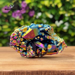 Natural Titanium Rainbow Cluster Quartz Cluster, Mineral Specimens ...