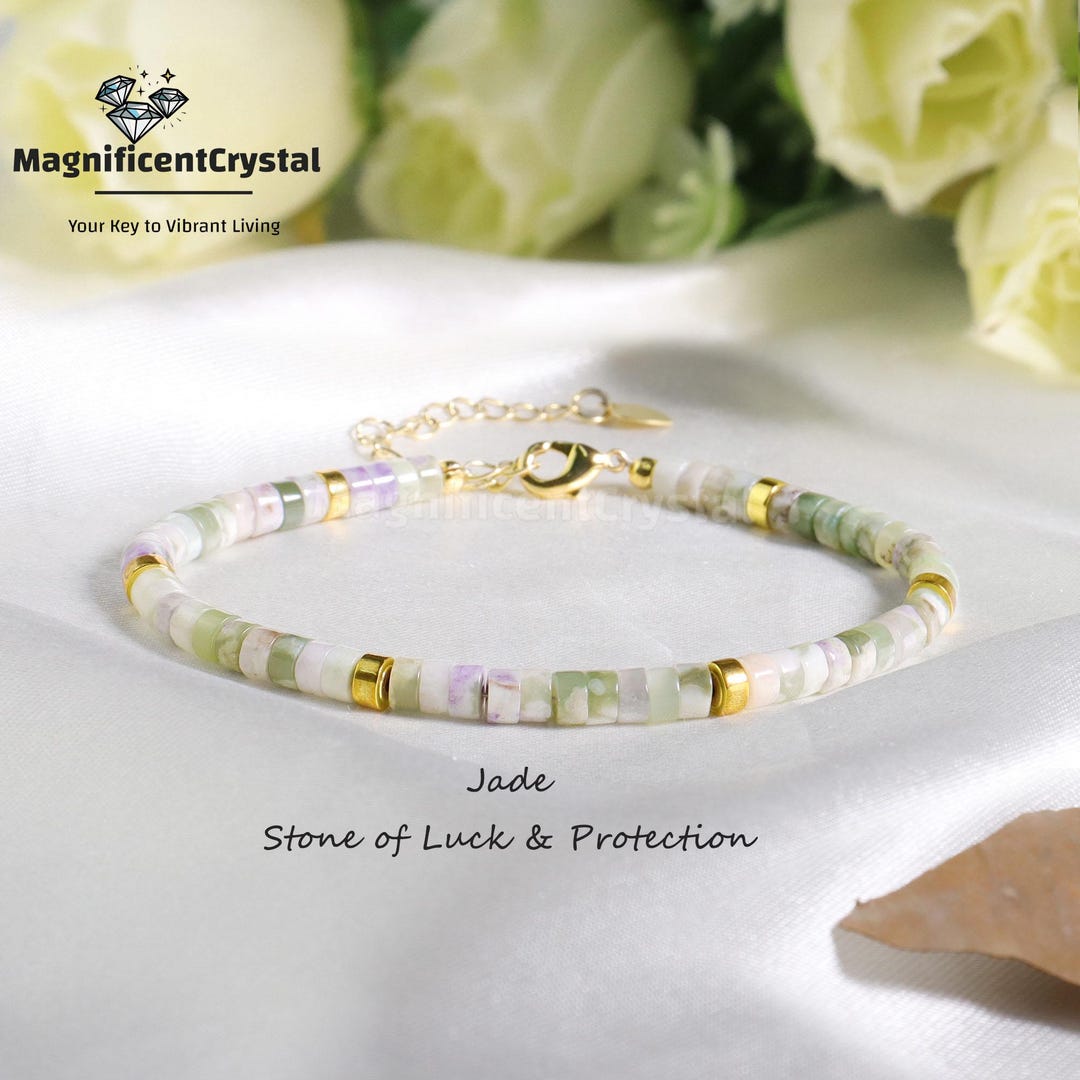 Jade Bracelet, Luck Stone Bohemian Jewelry, Green Jade Pendant Necklace ...