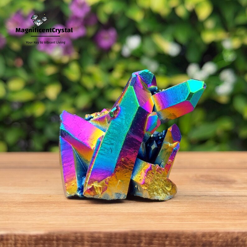 Natural Titanium Rainbow Cluster Quartz Cluster, Mineral Specimens ...