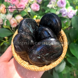 Arfvedsonite Palm Stone, Cosmic Firework Flash Blue Pocket Gemstone ...