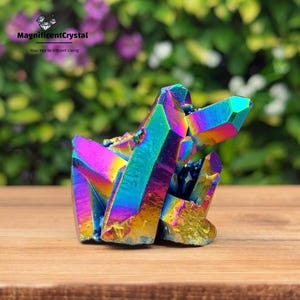 Natural Titanium Rainbow Cluster Quartz Cluster, Mineral Specimens ...