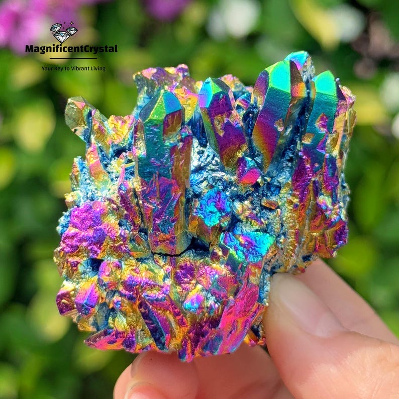 Natural Titanium Rainbow Cluster Quartz Cluster, Mineral Specimens ...