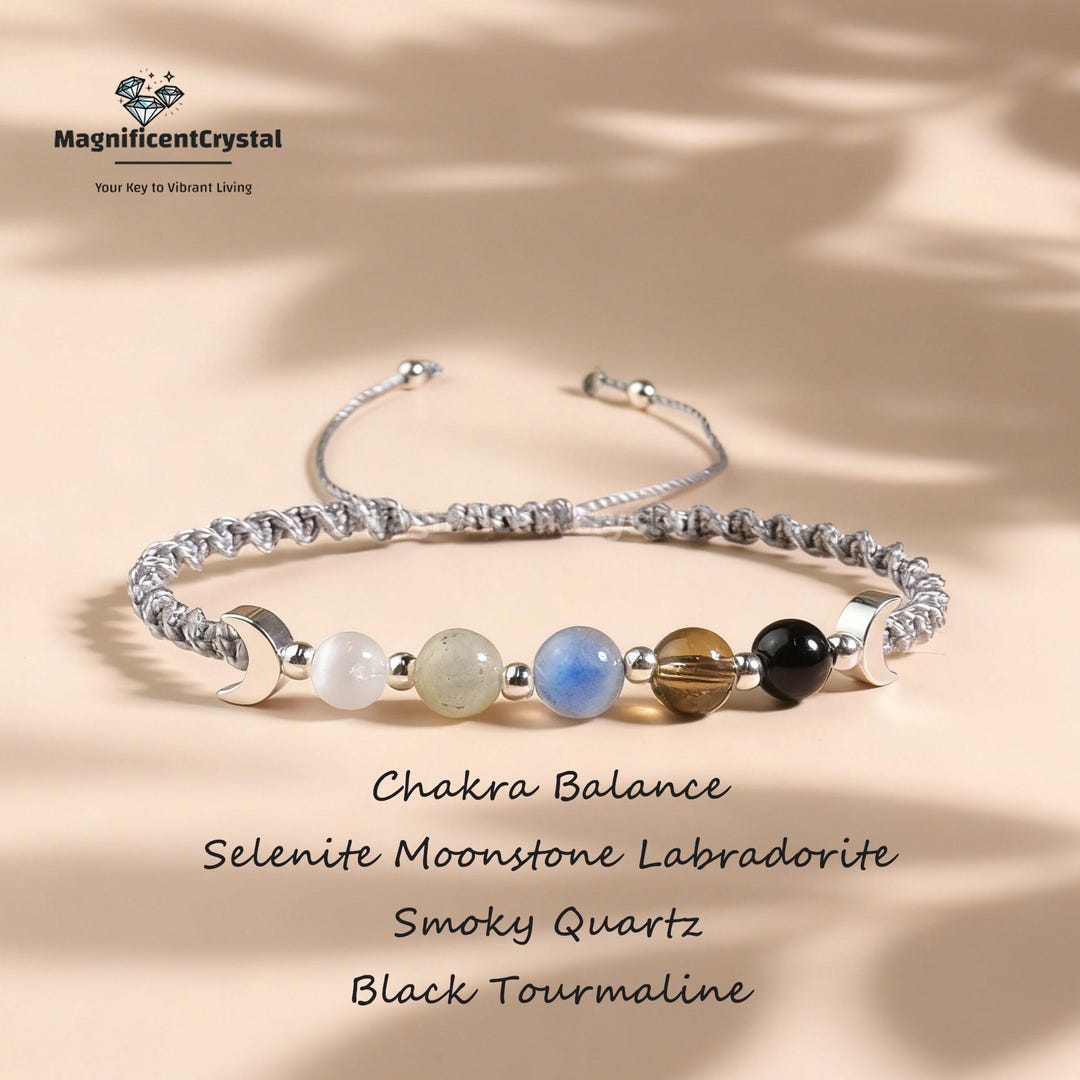 Chakra Balance Bracelet, Moon Phase Multi-crystal Gemstone Bracelet ...