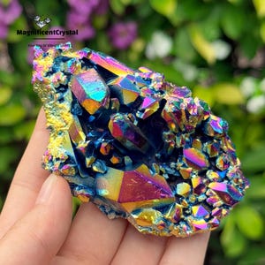 Natural Titanium Rainbow Cluster Quartz Cluster, Mineral Specimens ...