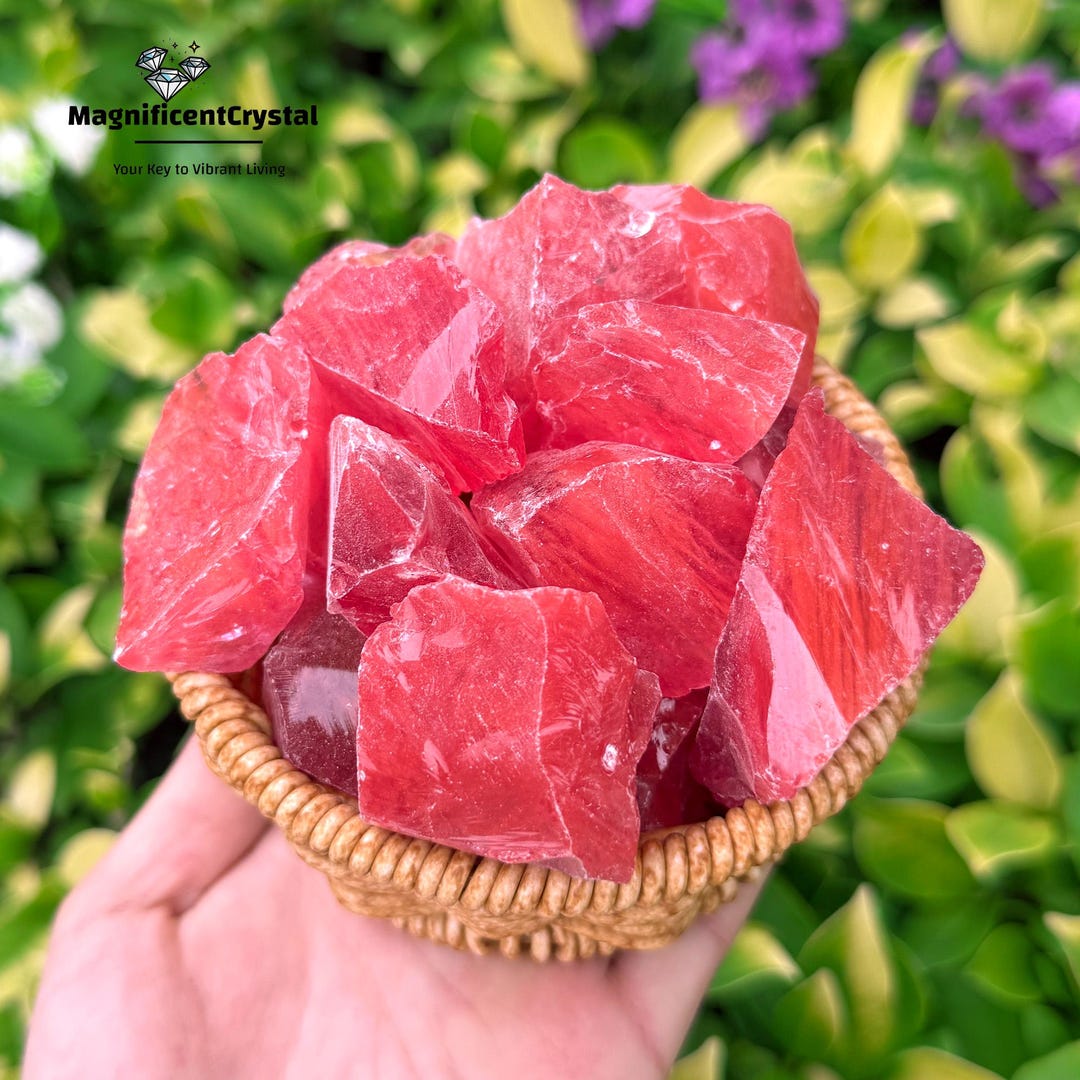 Raw Cherry Quartz Stone: Natural Rough Gemstones, Mineral Specimens ...