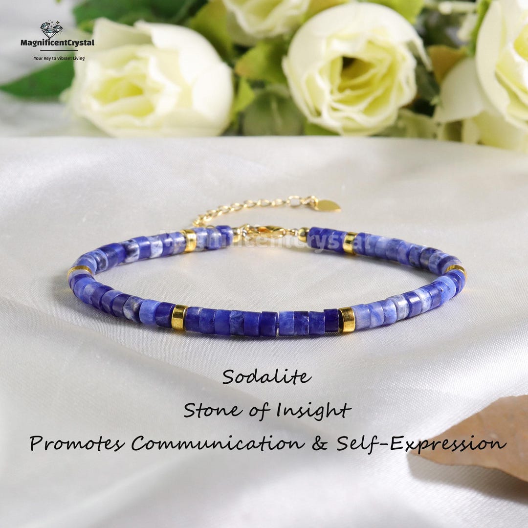 Communication Bracelet, Sodalite Bracelet, Minimalist Blue Crystal ...
