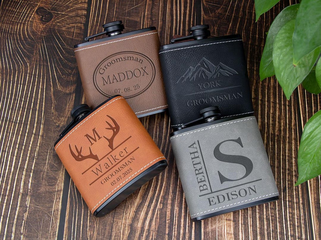 Personalized Leather Flask for Men,custom Hip Flask, Groomsmen Gifts ...