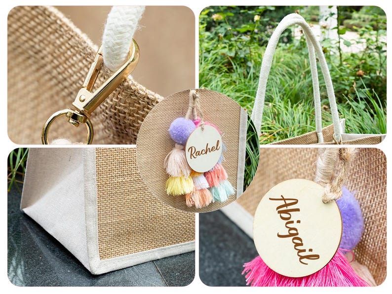 Personalized Burlap Bridesmaid Tote Bag, Beach Wedding Gift - Etsy