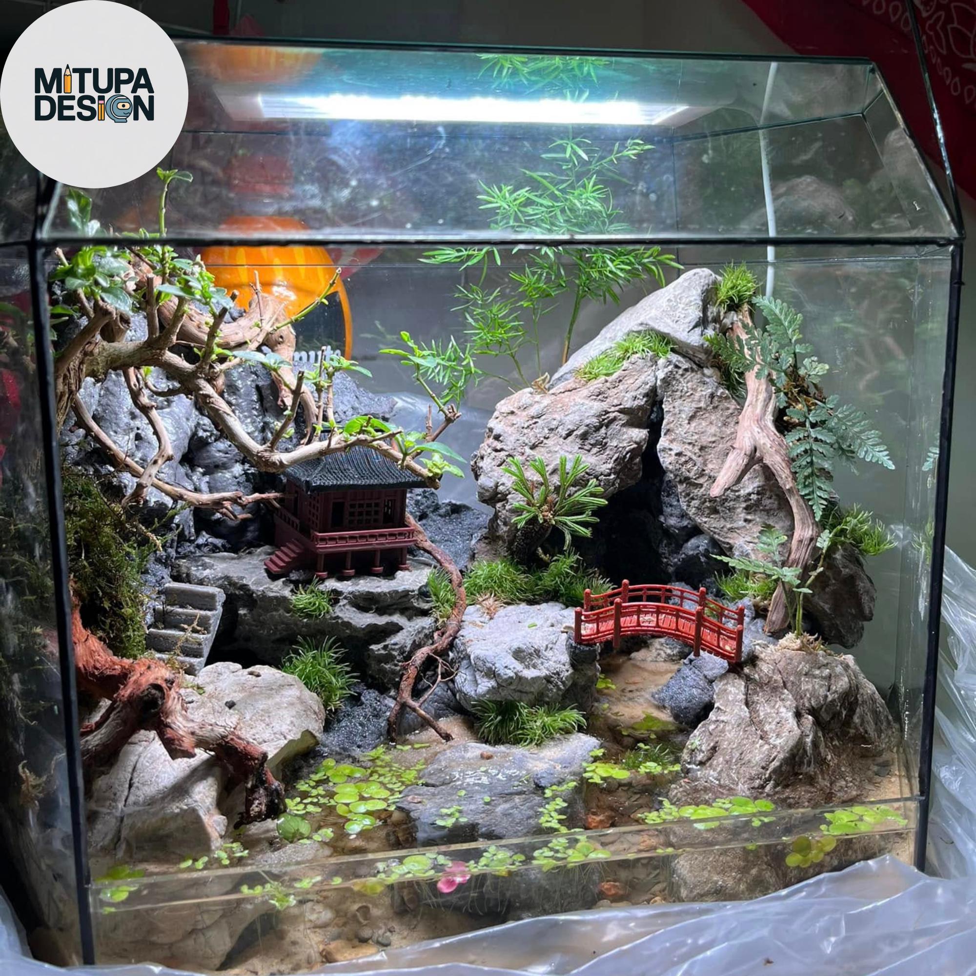 Tranquil Japanese-style Aquascape With Pagoda and Bridge - Etsy