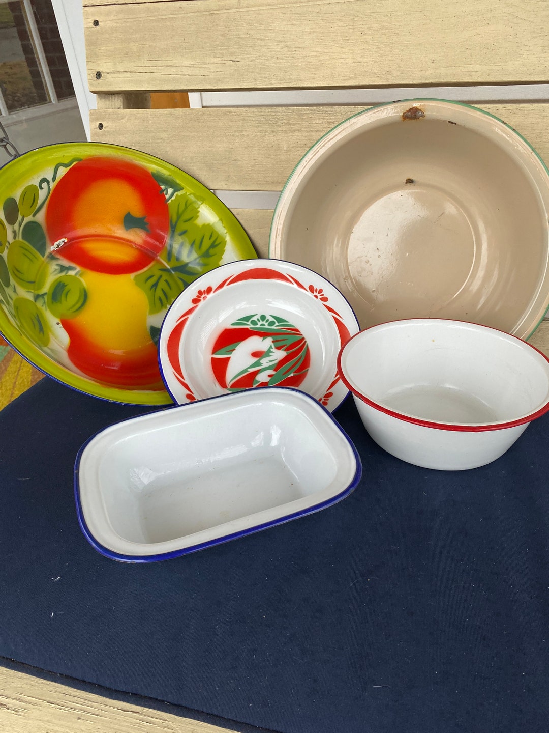 Vintage Choices Retro Rustic Bowls Big Small Rectangular - Etsy