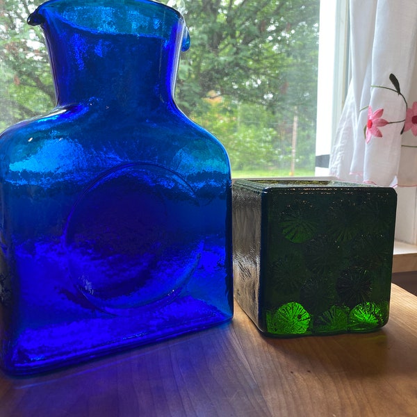 Cobalt Blue Blenko Glass Vase - Etsy