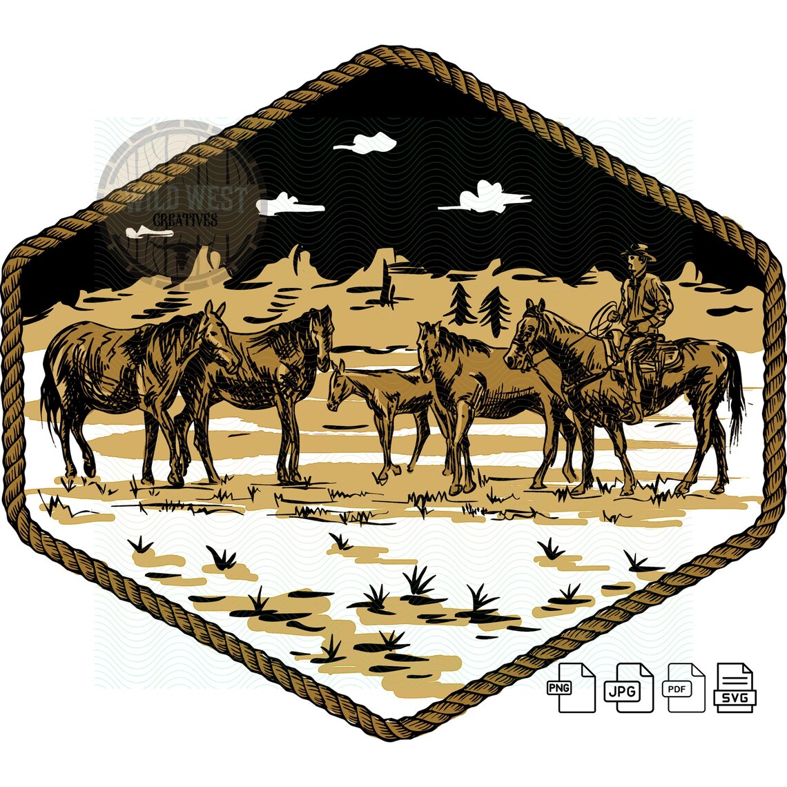 Western Ranch Scene PNG | Cowboy Sublimation Digital Download | Rustic ...