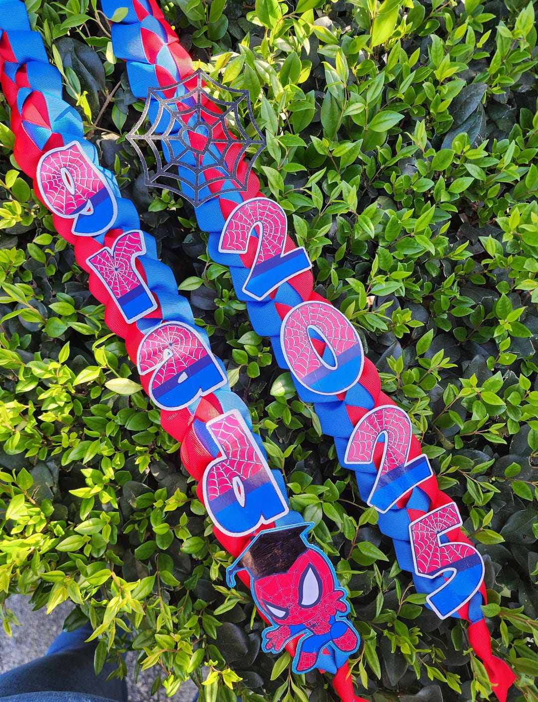 Handmade Spider Graduation Lei Red and Blue Ribbon Class of 2026 Senior ...