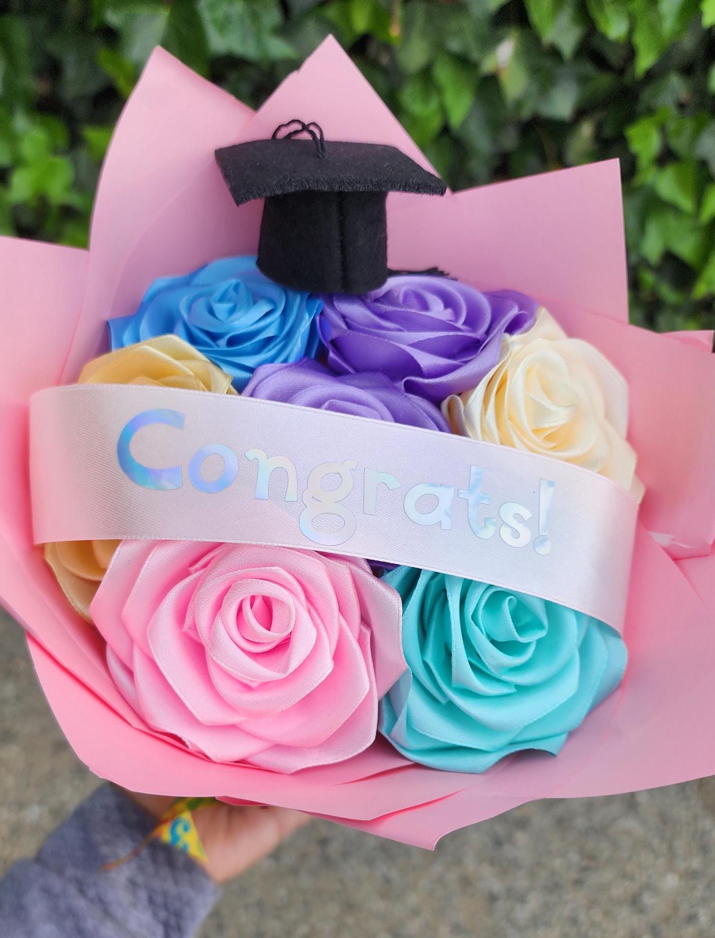 Graduation Bouquet With Ribbon Rose and Crayons - Etsy