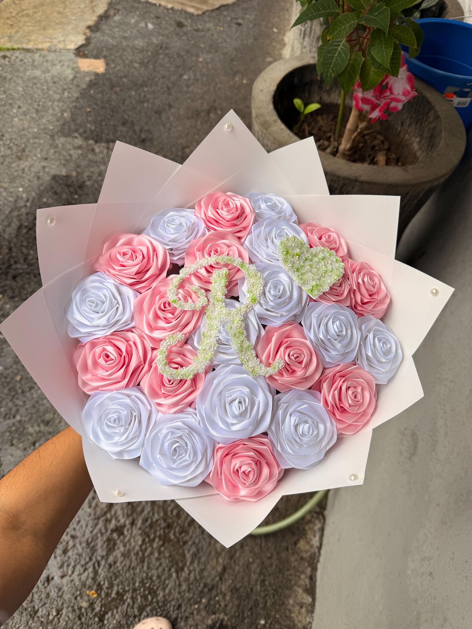 Handmade Eternal Roses Bouquet With Initial and Baby Breath, Forever ...
