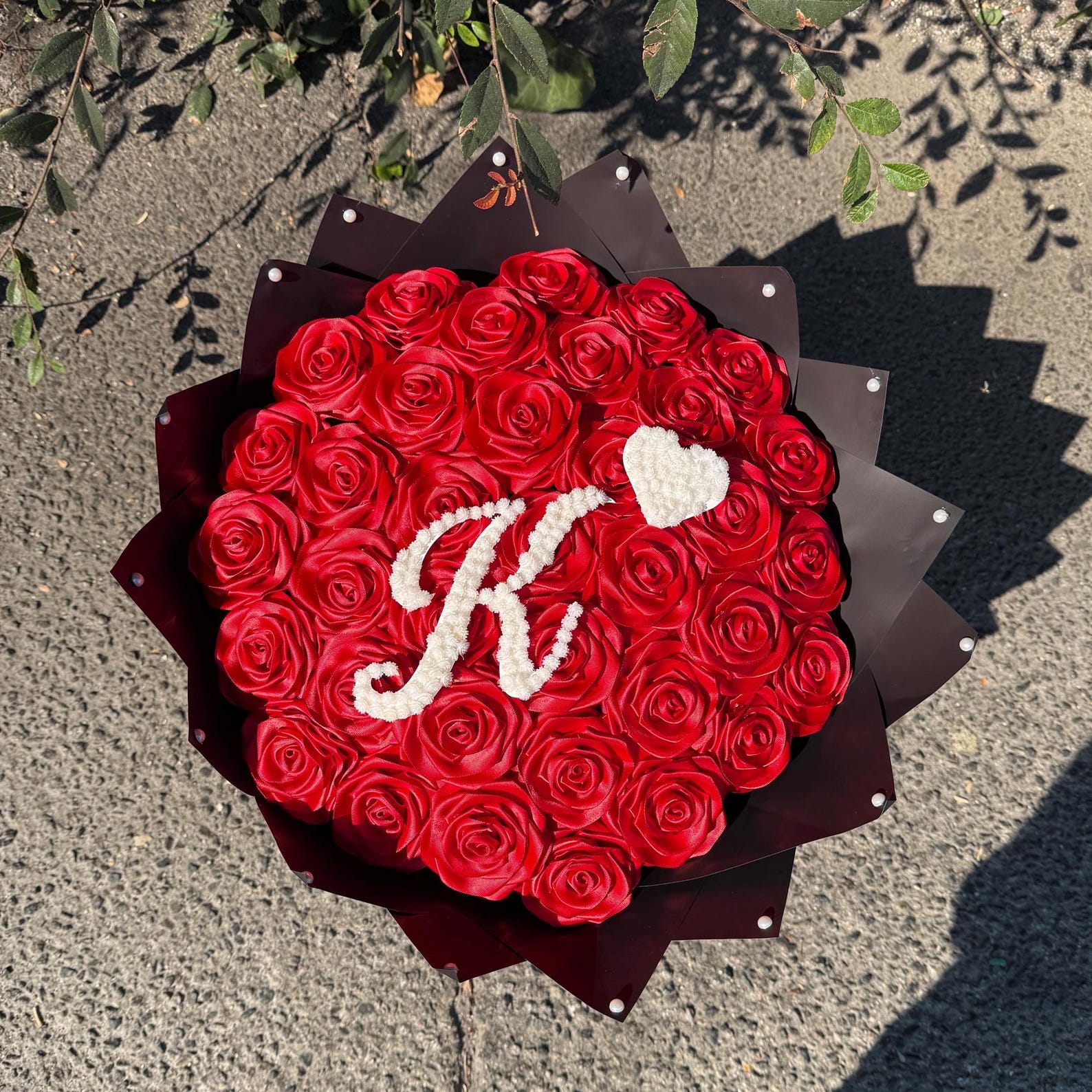 Handmade Eternal Roses Bouquet With Initial and Baby Breath, Forever ...