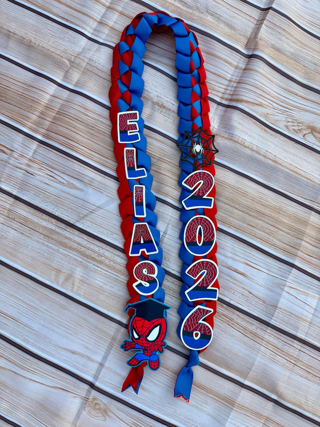 Handmade Spider Graduation Lei: Red & Blue Ribbon, Class of 2026 - Etsy