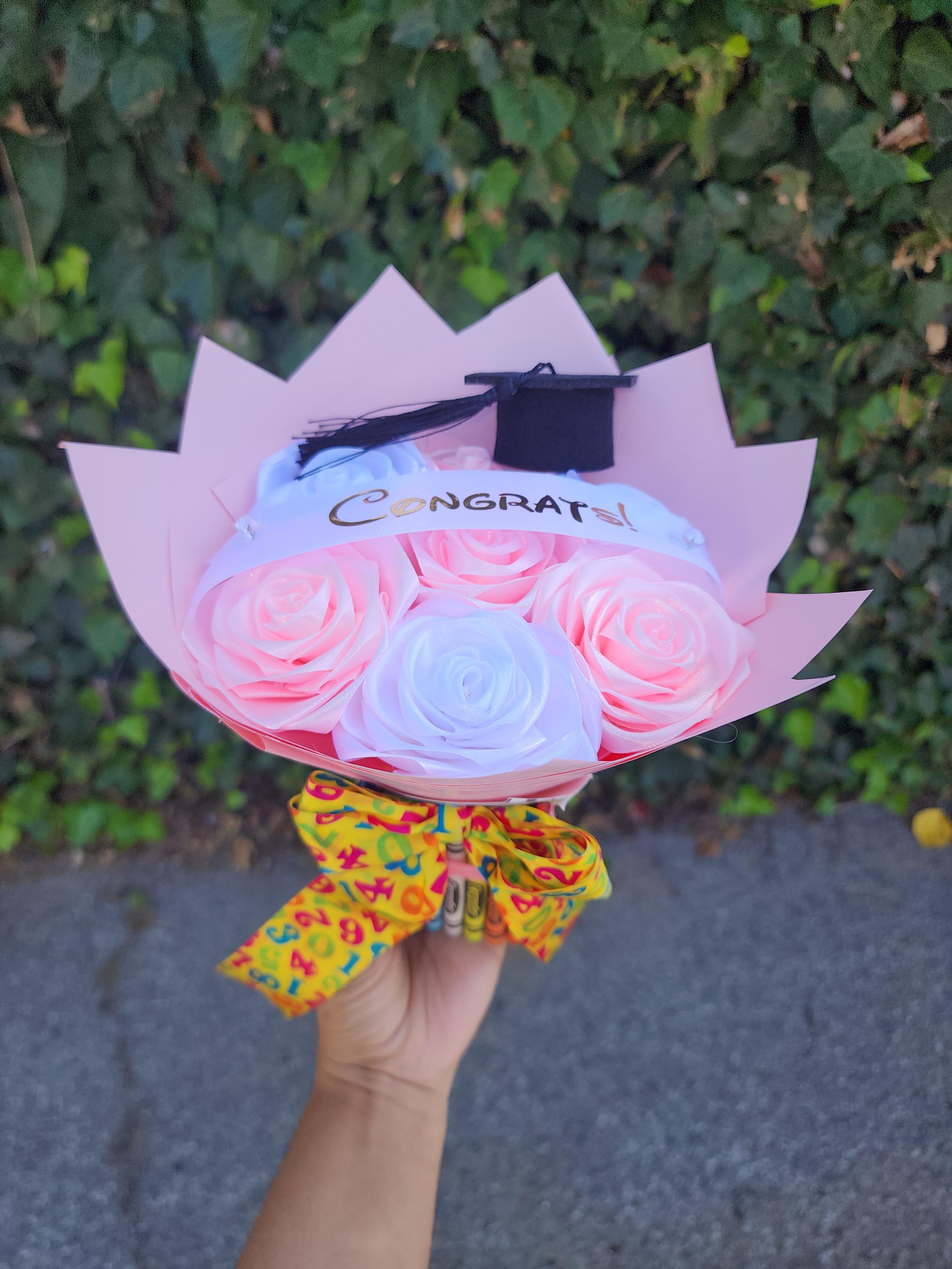Graduation Bouquet With Ribbon Rose and Crayons - Etsy