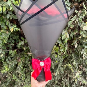 Handmade Red Ribbon Rose Bouquet • Forever Rose Gift • Long-lasting ...
