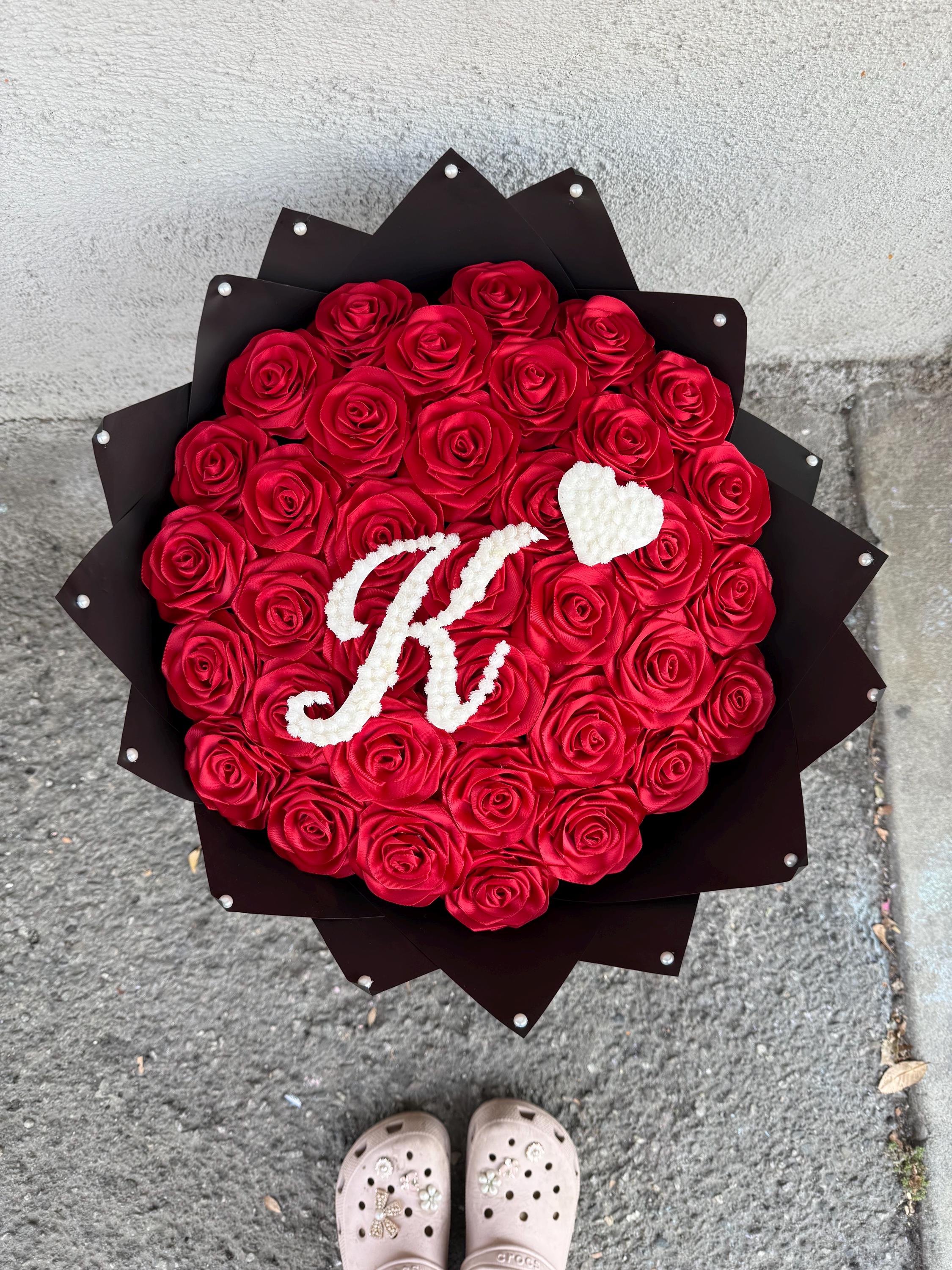 Handmade Eternal Roses With Baby Breath Initial, Rosas Eternas, Forever ...