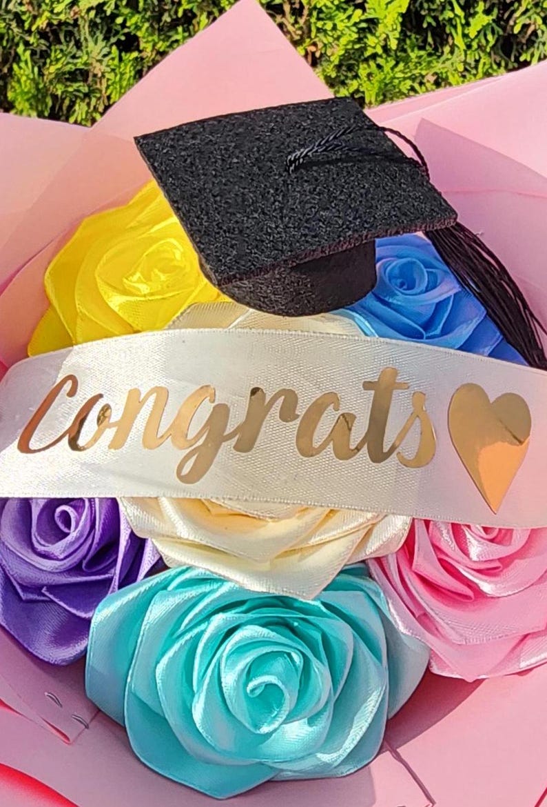 Graduation Bouquet With Ribbon Rose and Crayons - Etsy