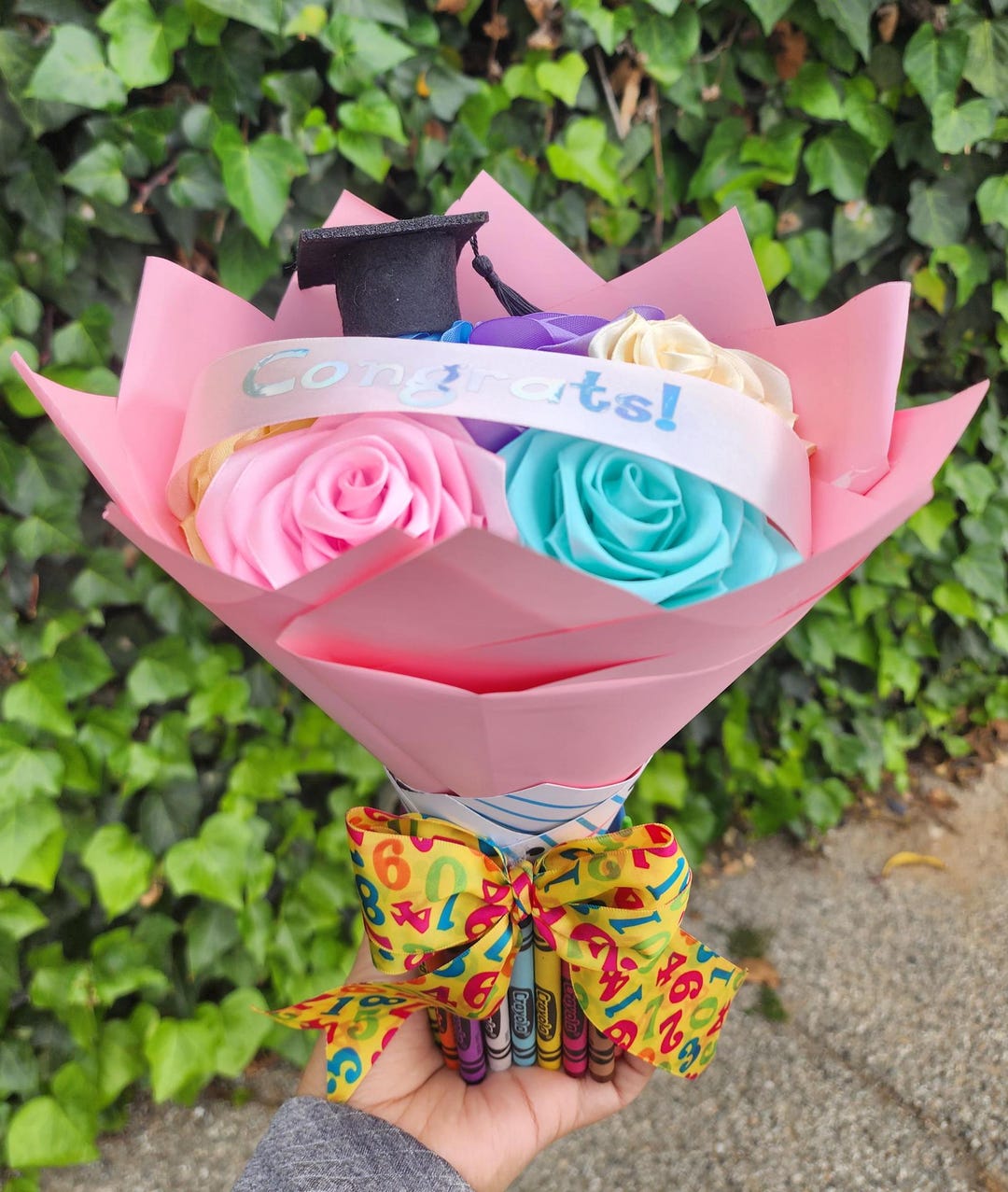 Graduation Ribbon Roses Bouquet Crayon Bouquet Teacher Gift Perfect for ...