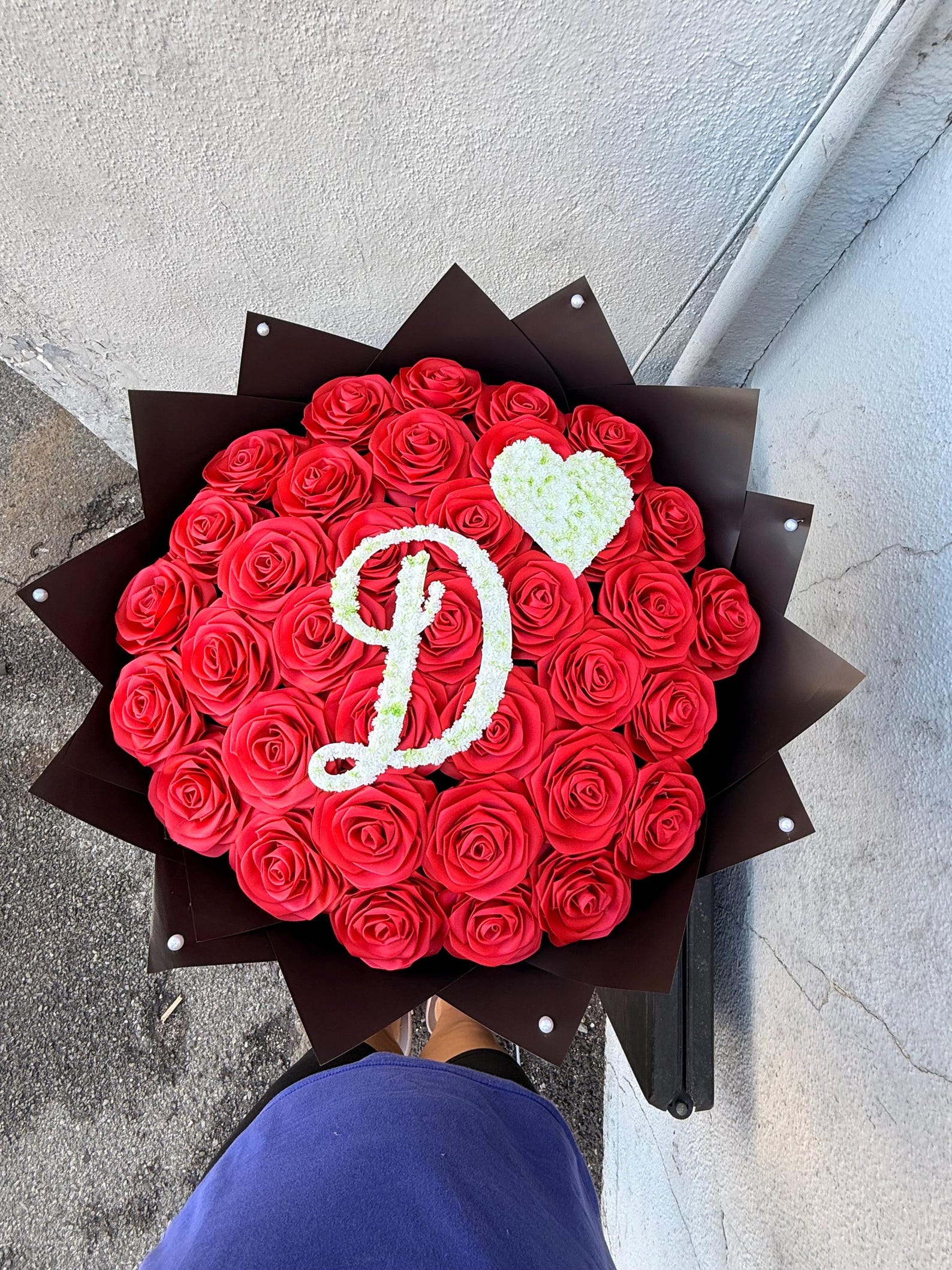 Handmade Eternal Roses Bouquet With Initial and Baby Breath, Forever ...