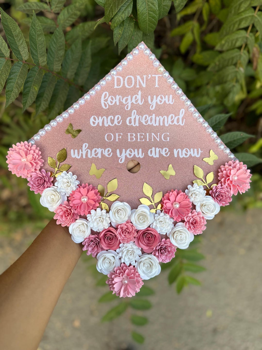 Grad Cap Topper With Pink Flowers, Customizable Class of 2026 - Etsy