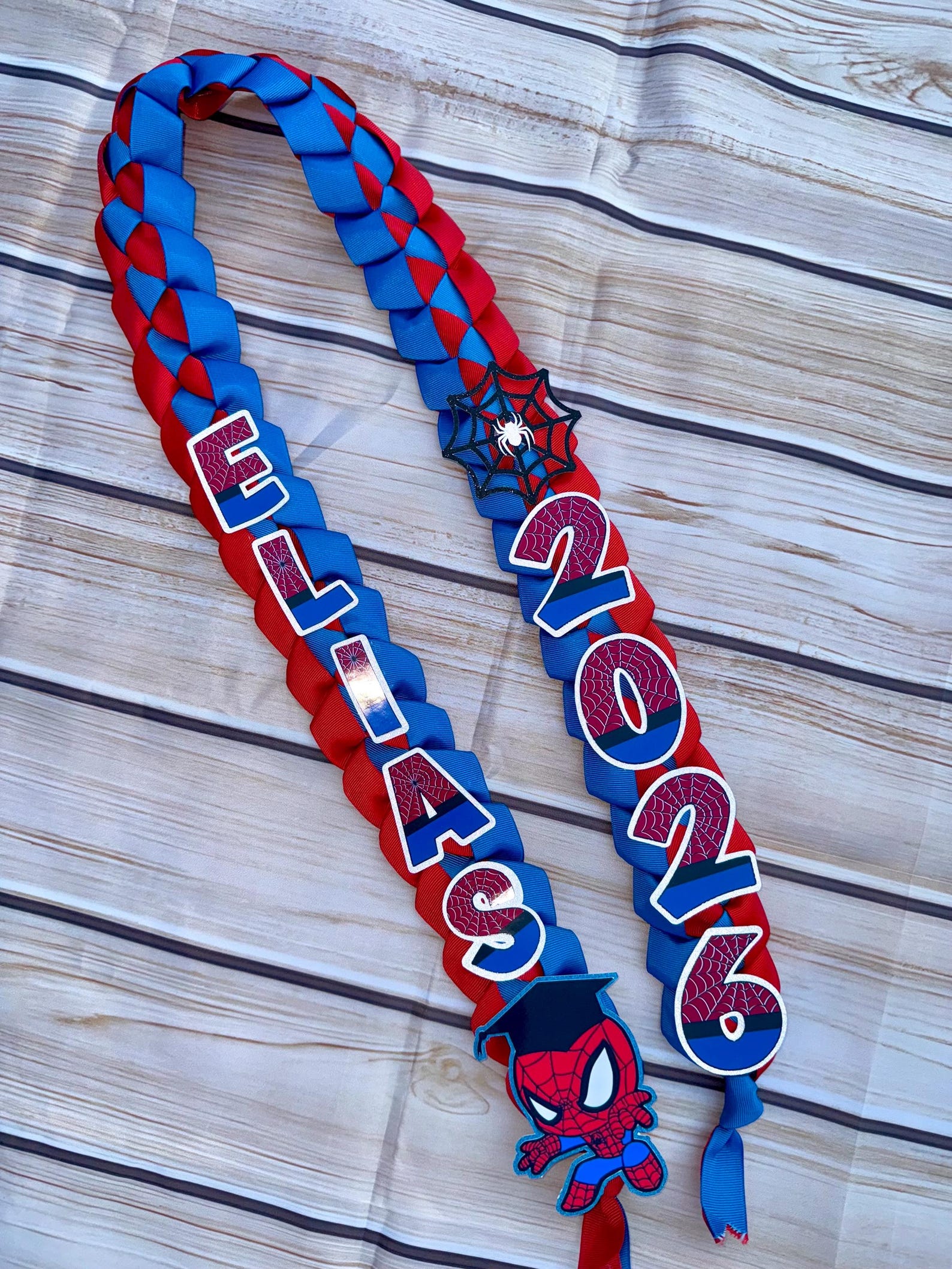 Handmade Spider Graduation Lei: Red & Blue Ribbon, Class of 2026 - Etsy
