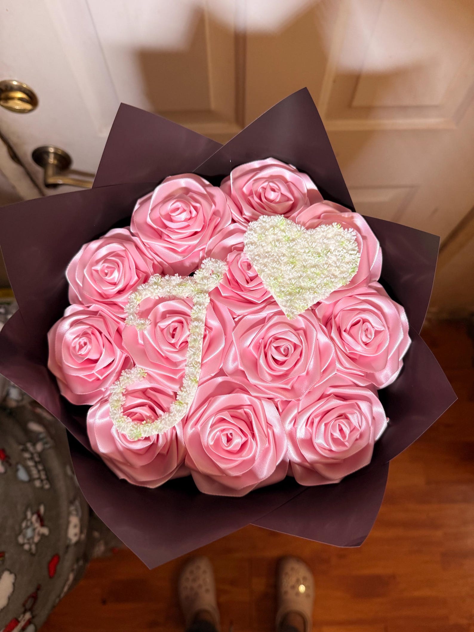 Handmade Eternal Roses Bouquet With Initial and Baby Breath, Forever ...