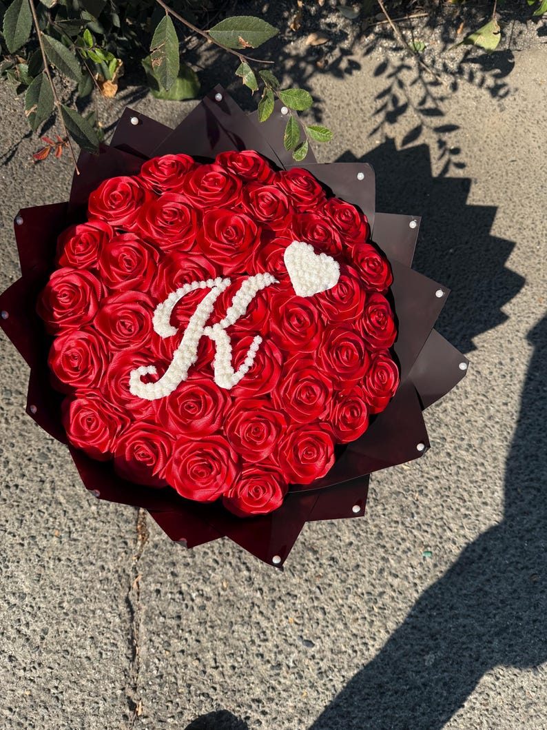 Handmade Eternal Roses Bouquet With Initial and Baby Breath, Forever ...