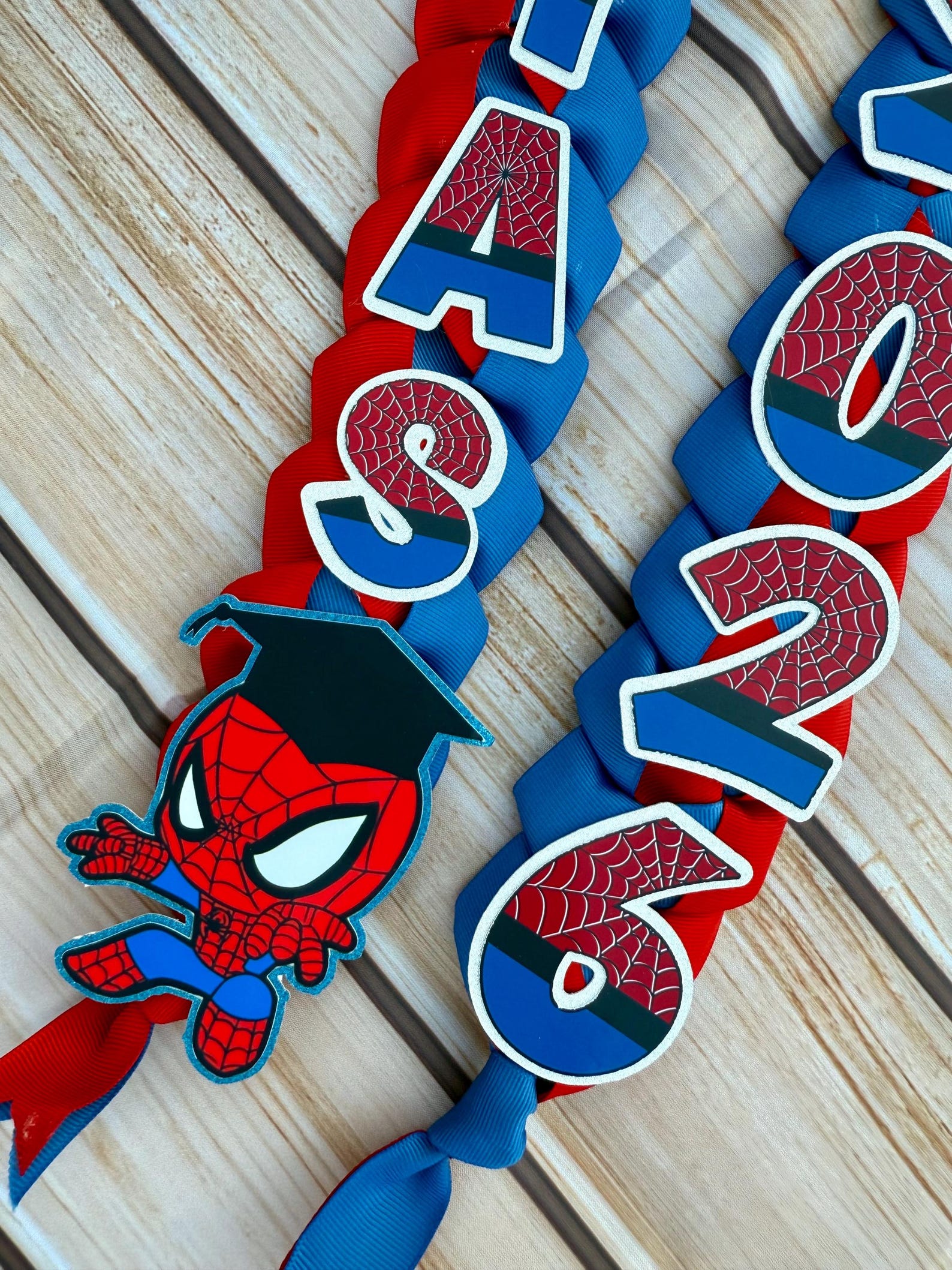 Handmade Spider Graduation Lei: Red & Blue Ribbon, Class of 2026 - Etsy