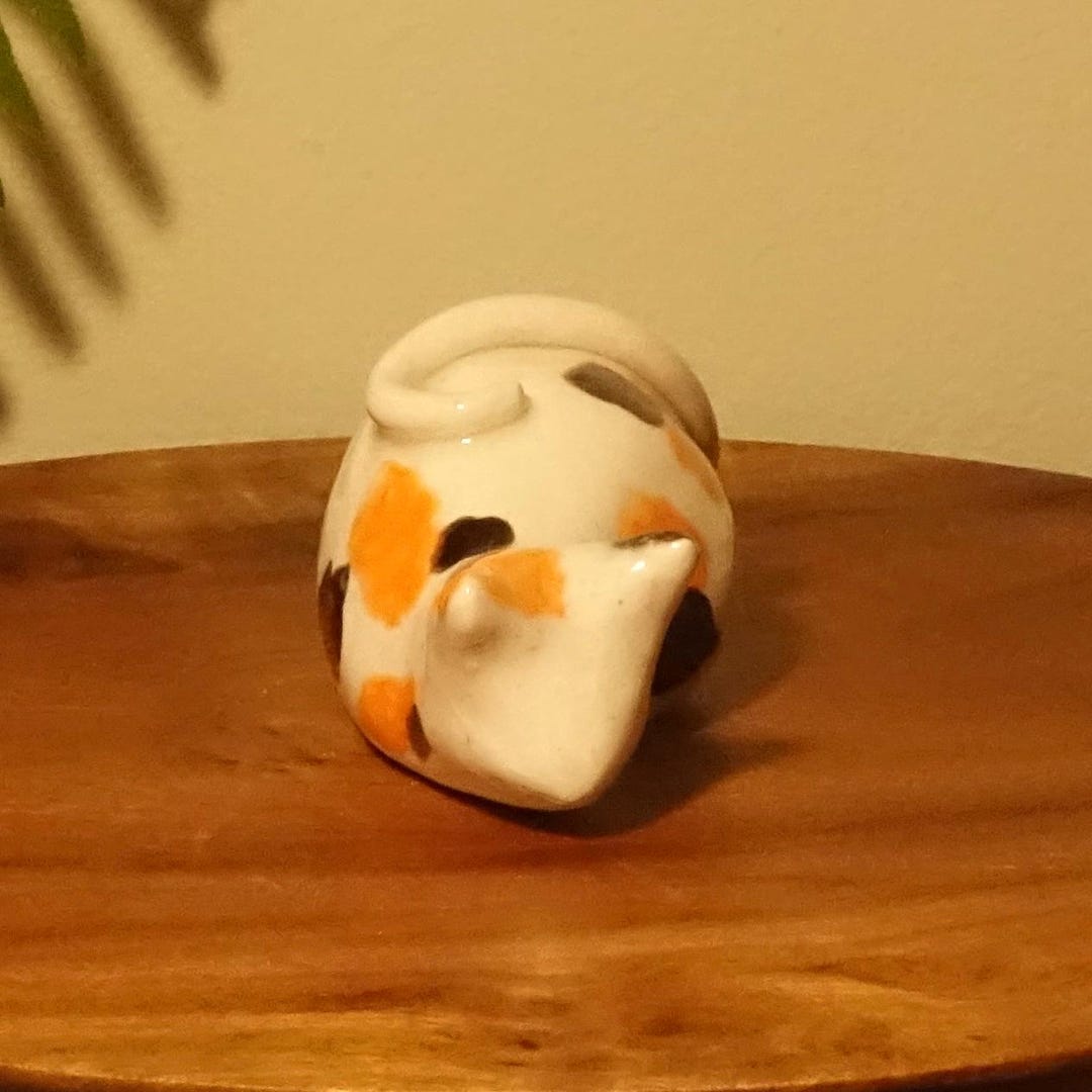 Miniature Calico Kitty, Ceramic Cat Sculpture, Table Decoration ...