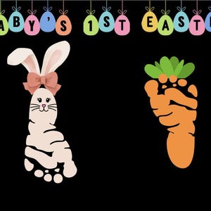 Baby's First Easter Footprint Craft Keepsake | Bunny Craft | Carrot ...