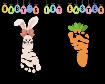 Baby's First Easter Footprint Craft Keepsake | Bunny Craft | Carrot ...