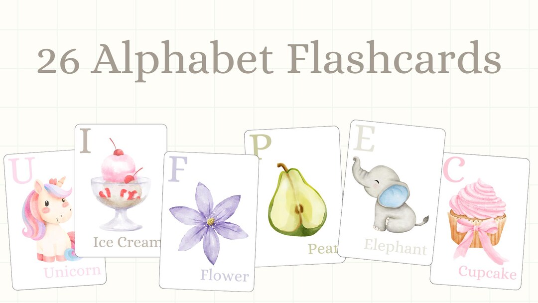 Aesthetic Small Alphabet Flashcards for Kids, A-Z Printable Learning ...