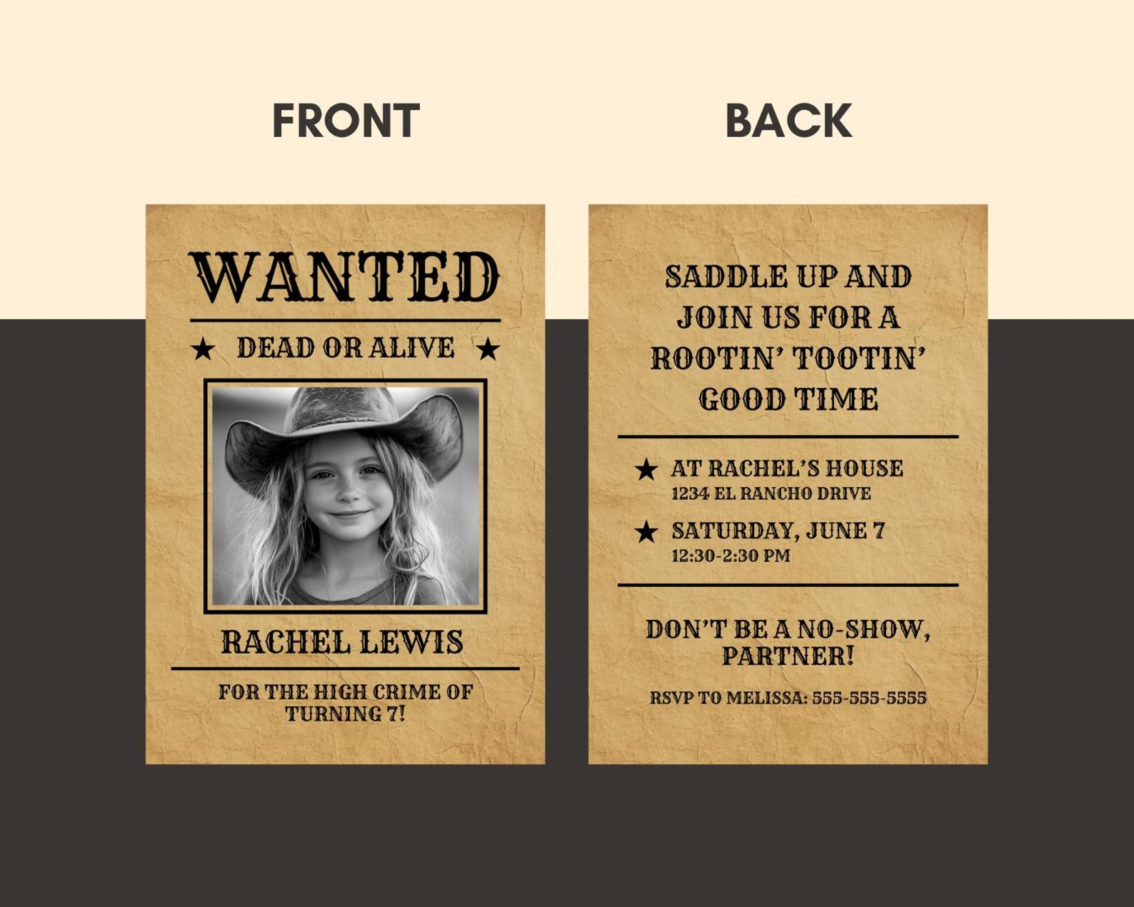 Western Wanted Poster Birthday Invitation, Editable Canva Template ...