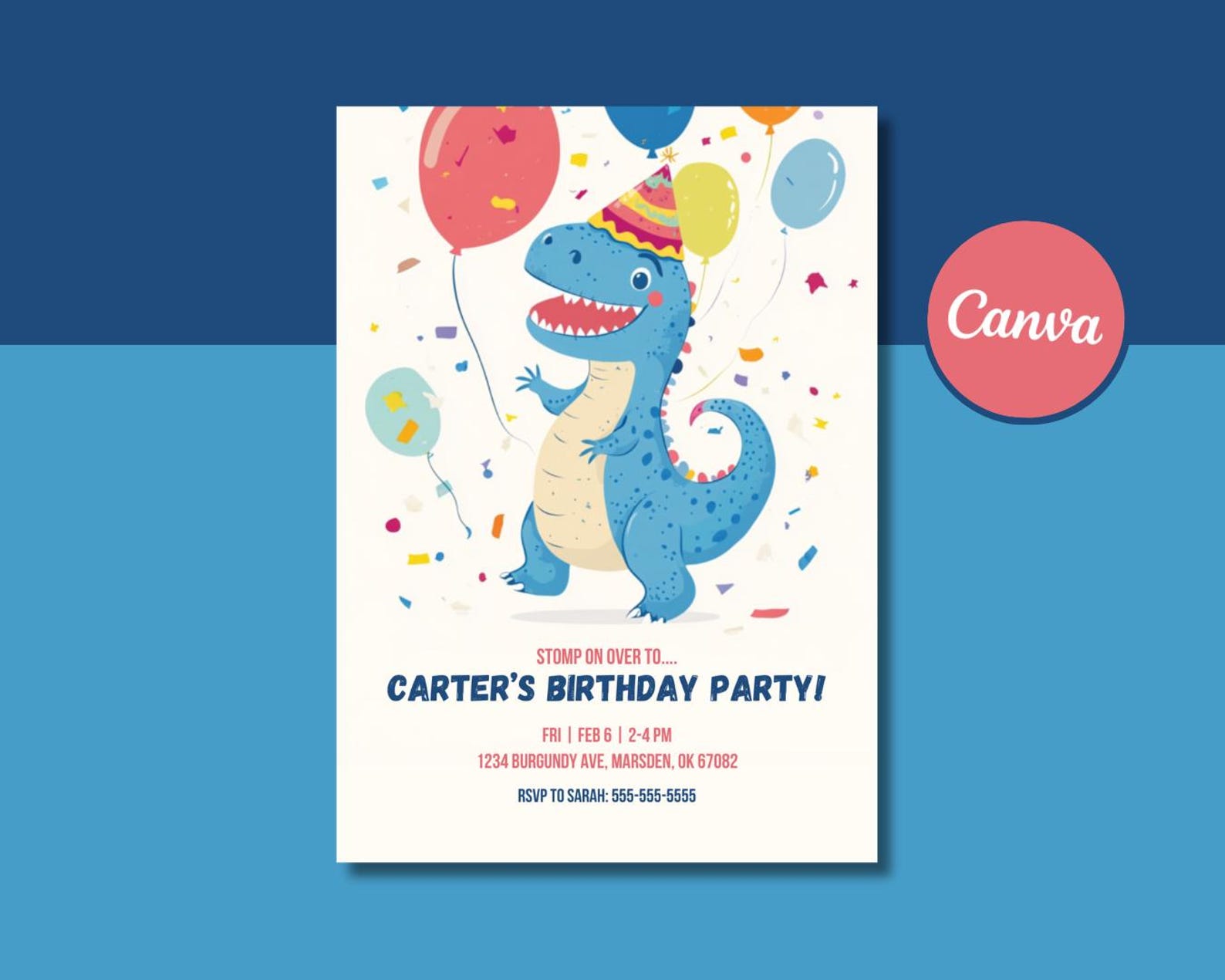 Dino Birthday Invitation: Editable Canva Template (instant Download) - Etsy