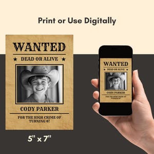 Western Wanted Poster Birthday Invitation: Editable Canva Template ...