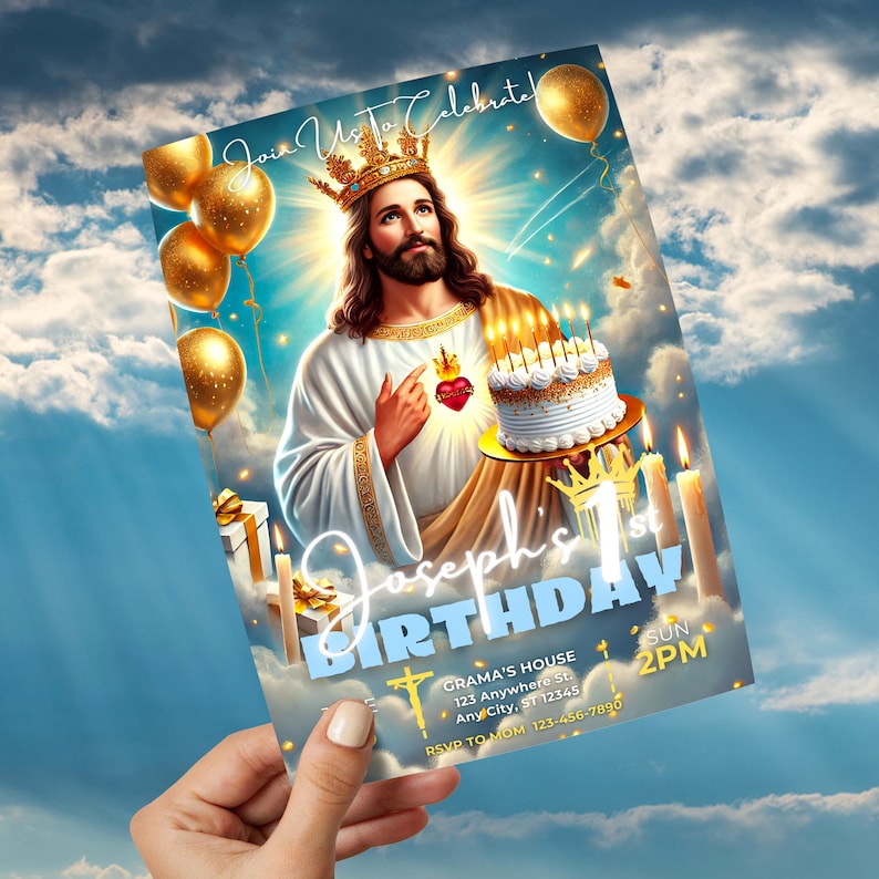 Premium Christ Birthday Invitation Template, Christian Birthday Invite ...