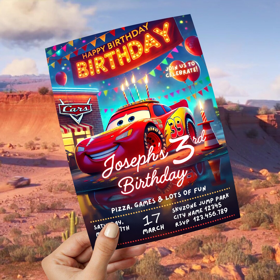 Premium Vehicles Invitation Template for Kid's Birthday Party ...