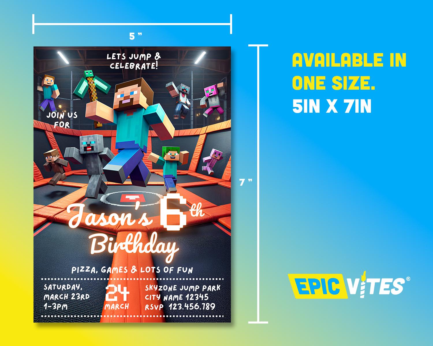 Premium Jump Party Invitation Template, Sky-zone Trampoline Park ...