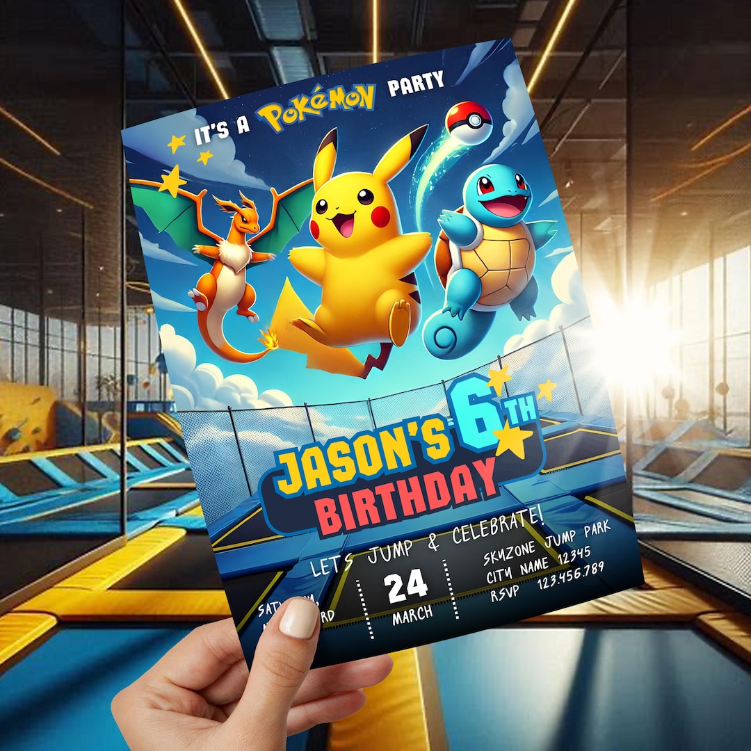 Premium Jump Party Invitation Template, Kid's Trampoline Park Party ...