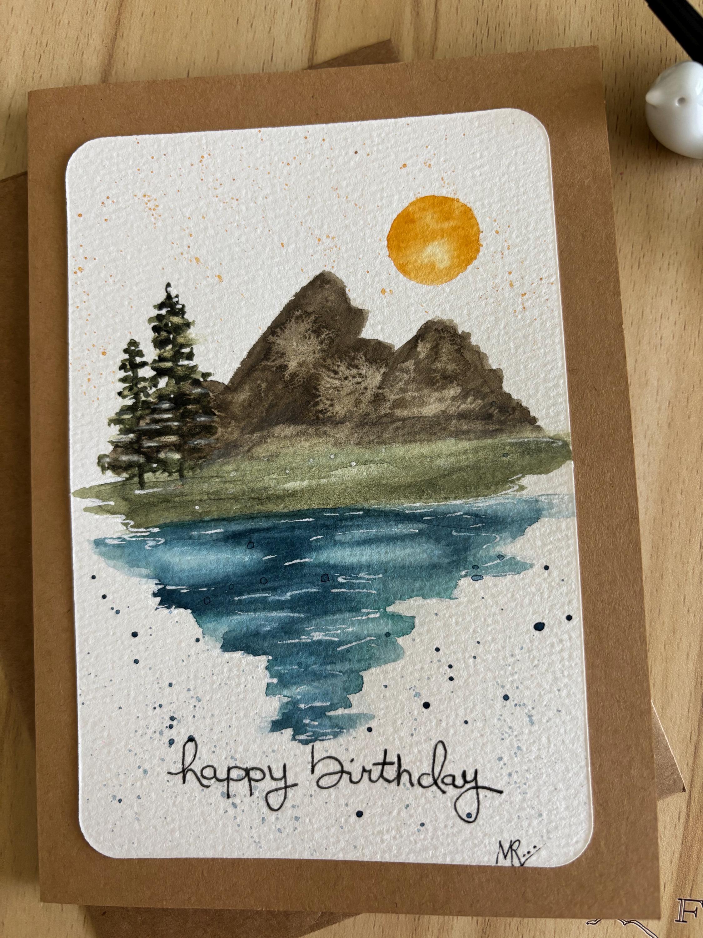 Birthday Mountain Scenery Card - Etsy