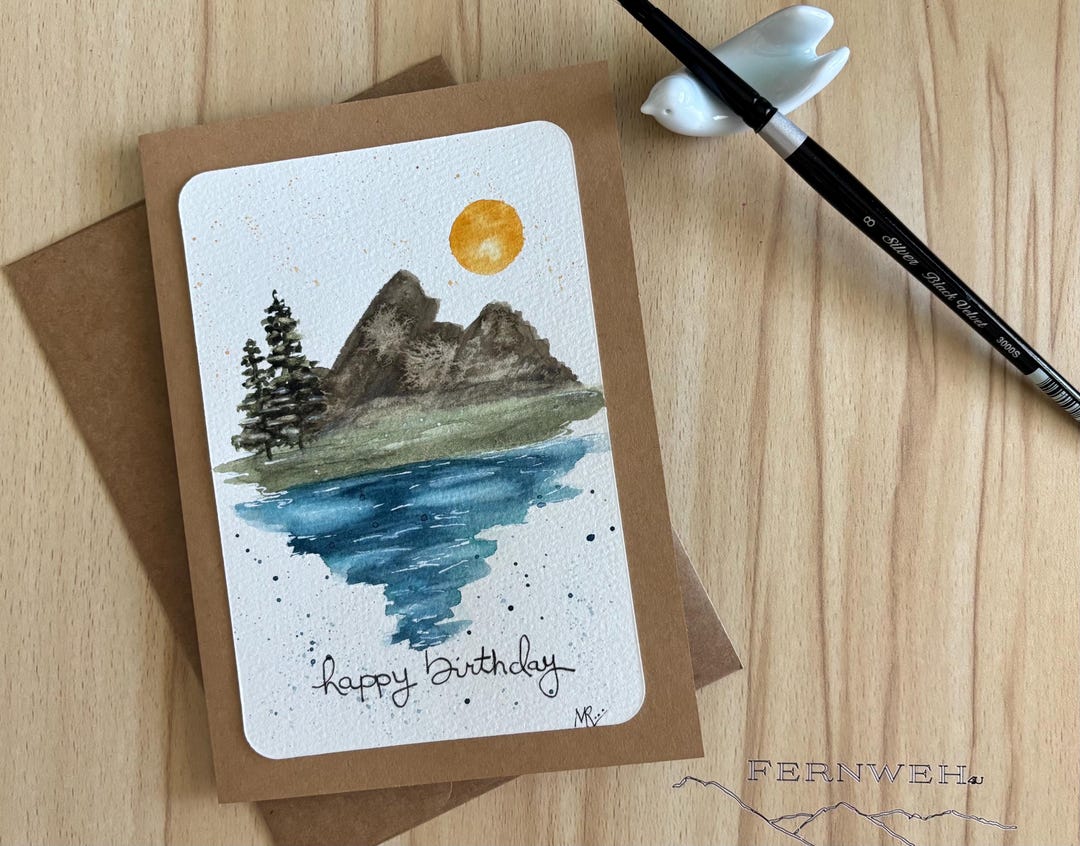 Birthday Mountain Scenery Card - Etsy