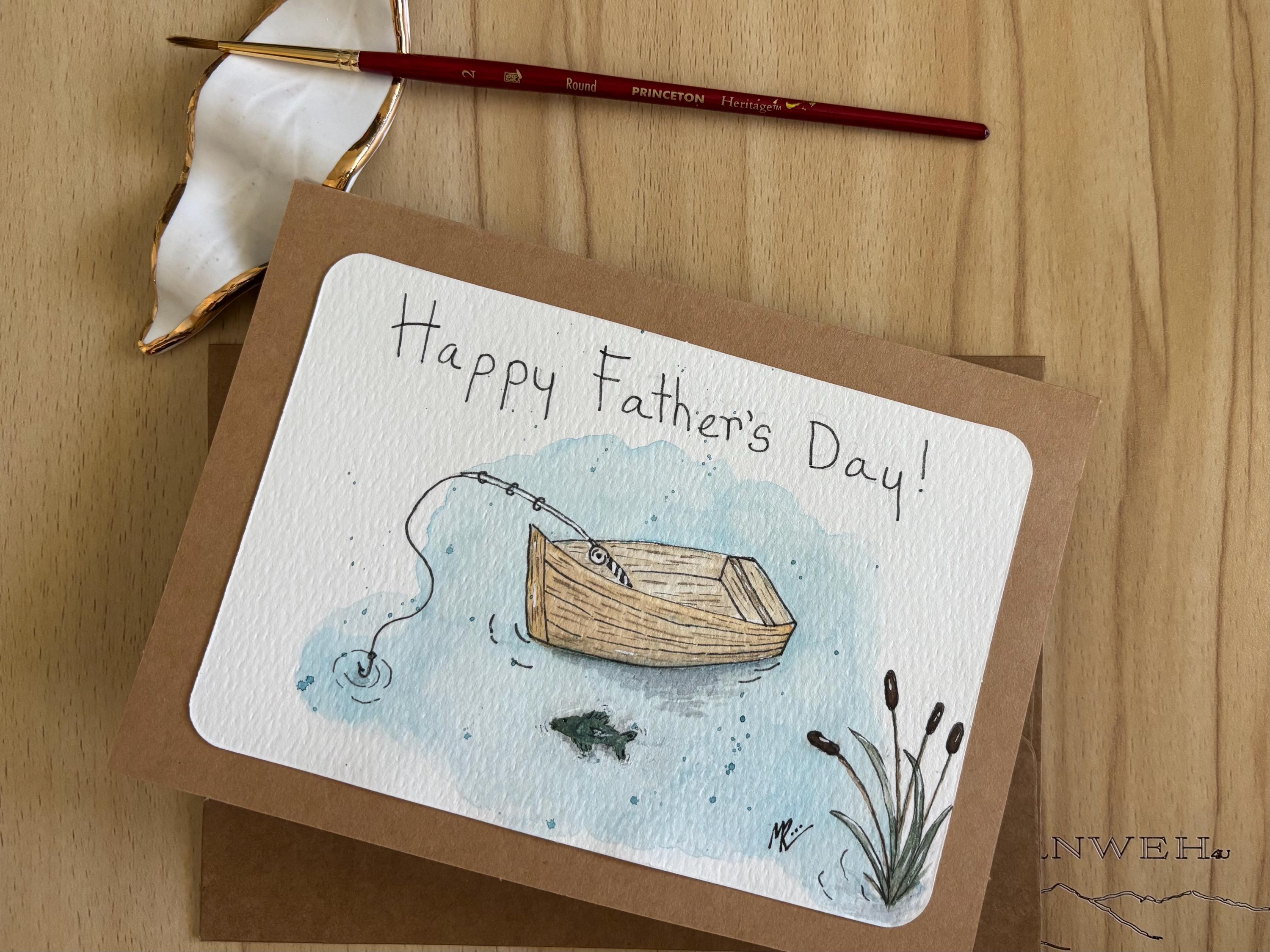 Fathers Day Fishing Card - Etsy