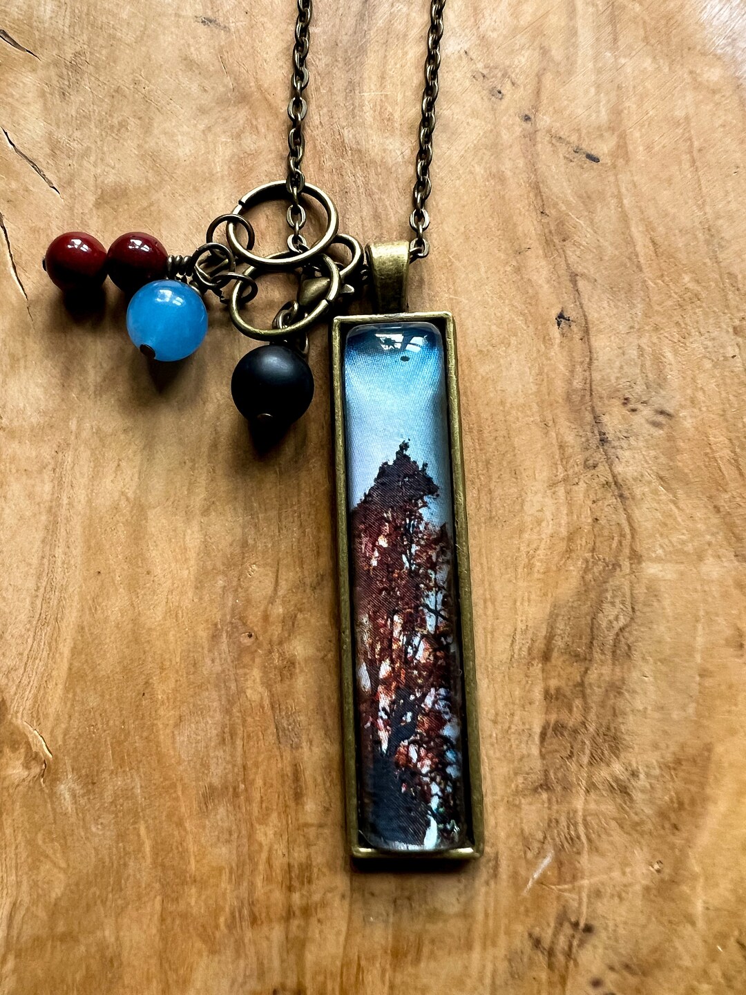 Stitch Marker Bead Bronze Rectangle Pendant Necklace - Etsy