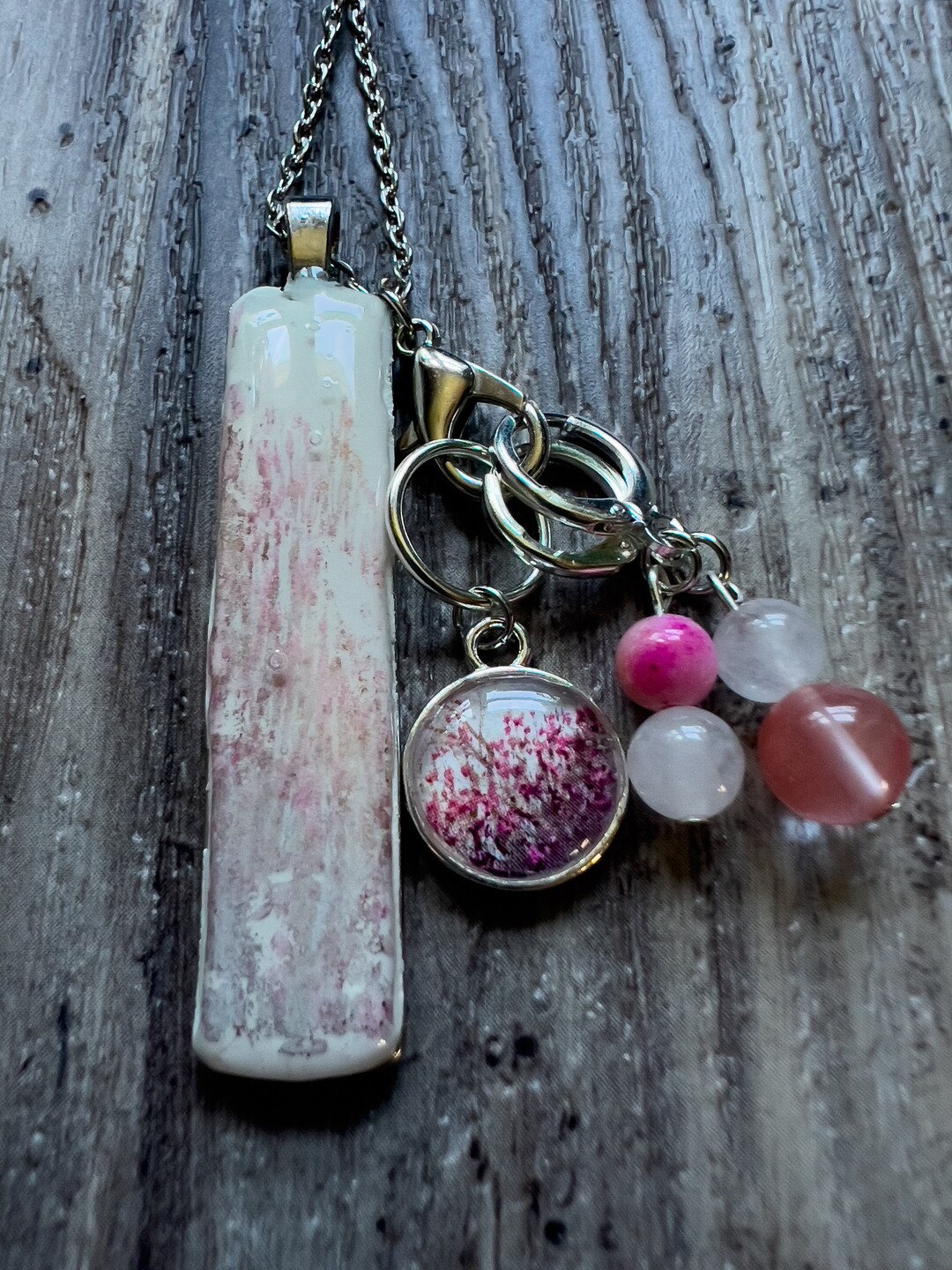 Stitch Marker Bead Silver Rectangle Pendant Necklace - Etsy