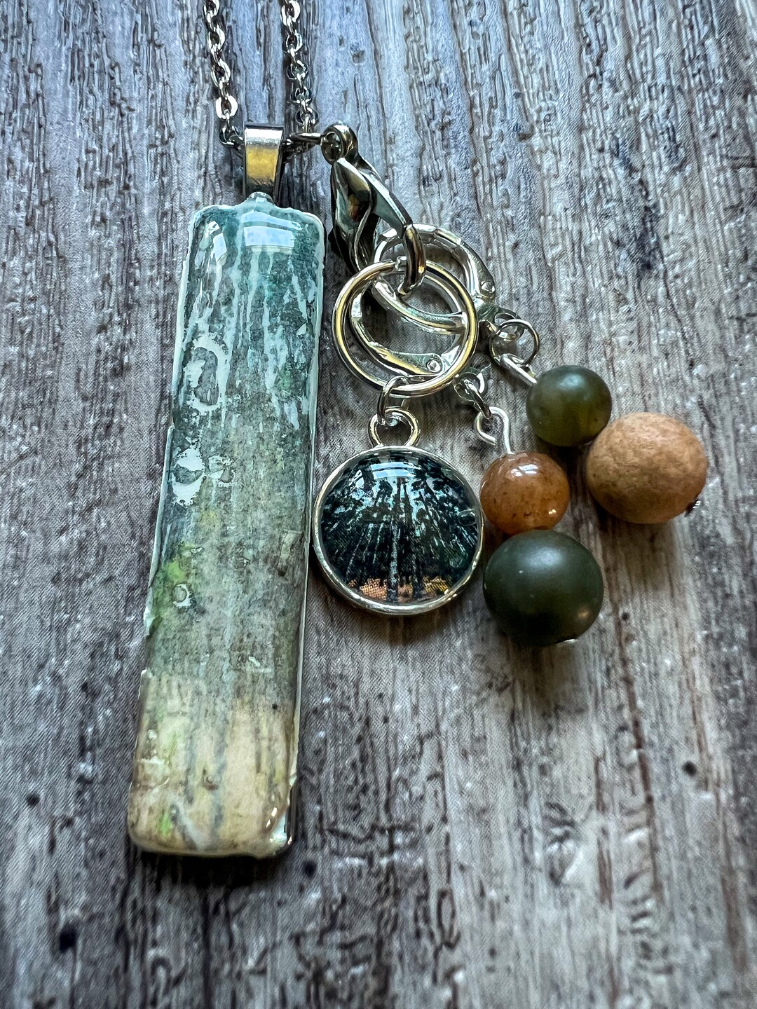 Stitch Marker Bead Silver Rectangle Pendant Necklace - Etsy