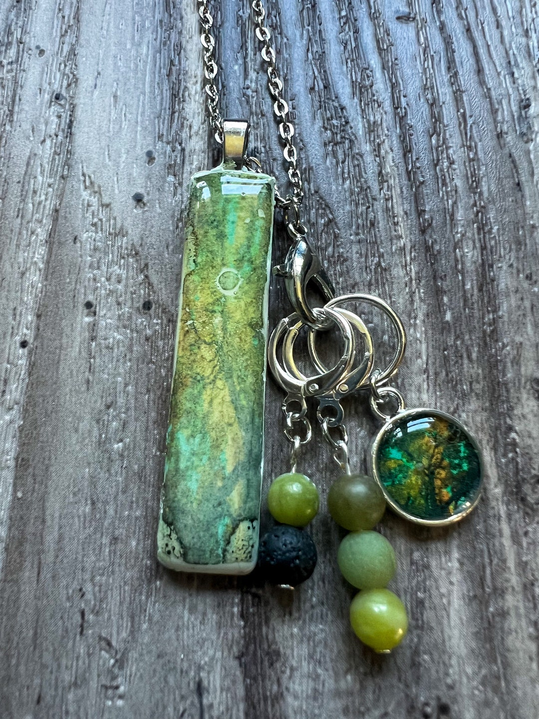 Stitch Marker Bead Silver Rectangle Pendant Necklace - Etsy